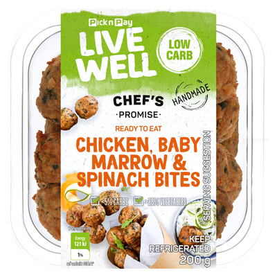 PnP Live Well Chicken, Baby Marrow & Spinach Bites 200g | PnP