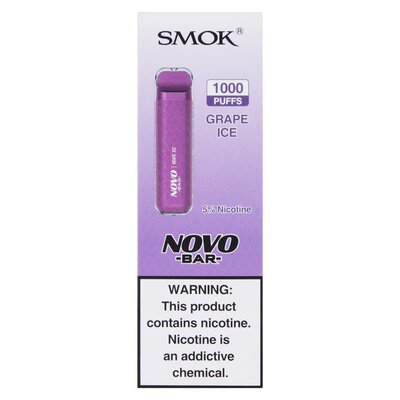 SMOK Novo Bar Grape Ice 5% Nicotine Salt Disposable Vape 3ml 1000 Puffs ...