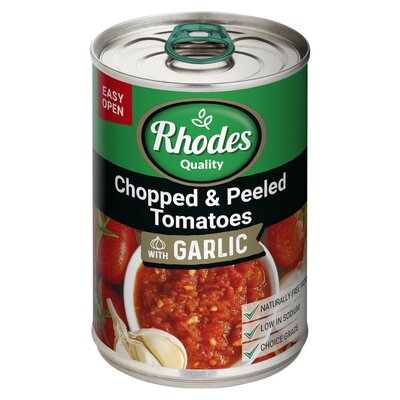 Rhodes Chopped & Peeled Tomatoes with Garlic 410g x 12 | PnP