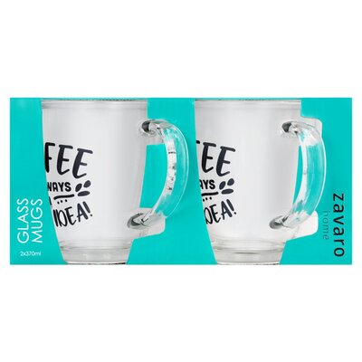 Zavaro Home Glass Mug Set 370ml 2 Pack | PnP
