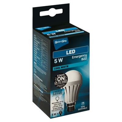PnP 5w Bayonet Cap LED Cool White Emergency Rechargeable Light Bulb ...