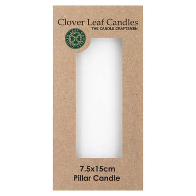 Clover Leaf White Pillar Candle 15cm | PnP