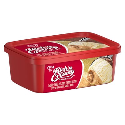 Ola Rich n Creamy Chocolate Vanilla & Caramel Flavoured Ice Cream Tub 1 ...