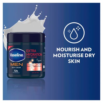 Vaseline Men Extra Hydration Moisturizing Body Cream for Very Dry Skin ...