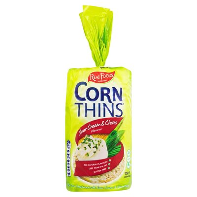 Real Foods Corn Thins Sour Cream & Chives 125g | PnP