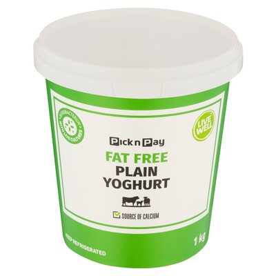 PnP Live Well Fat Free Plain Yoghurt 1kg | PnP