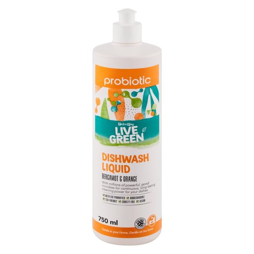 Livegreen Probiotic Bergamot & Orange Dishwash Liquid 750ml | PnP
