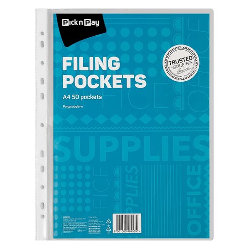 PnP Filing Pockets A4 50 Pack | PnP