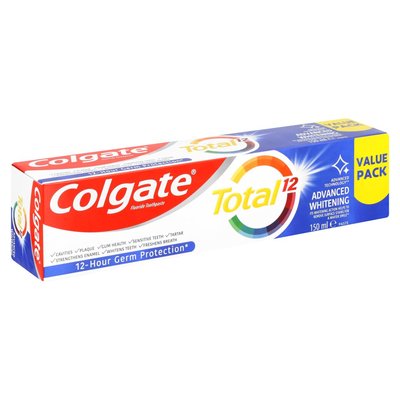 Colgate Total 12 Advanced Whitening, Multibenefit Toothpaste 150ml | PnP