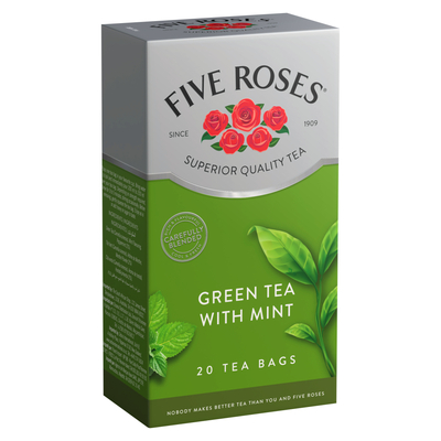 Five Roses Mint Flavoured Green Tea 20 Pack | PnP
