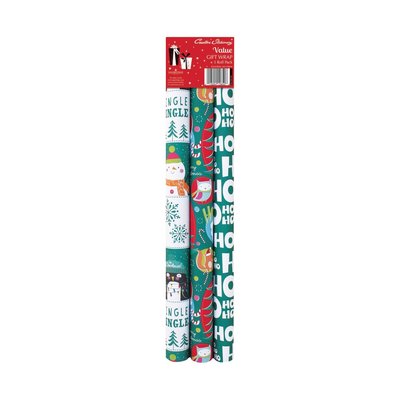 Creative Assorted Christmas Gift Wrap 1m x 50cm 3 Pack | PnP