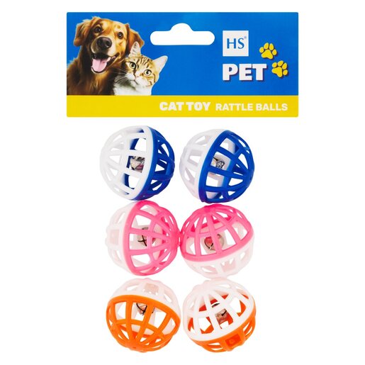 HS Pet Cat Play Toy Ball Rattles 6 Pack | PnP