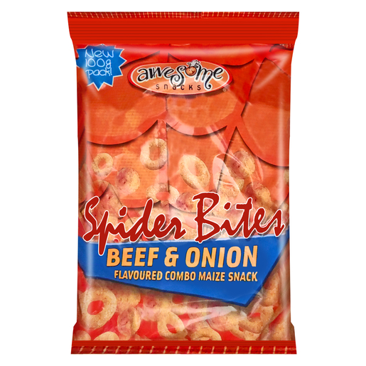 Awesome Spider Bites Beef & Onion Flavoured Combo Maize Snack 100g | PnP