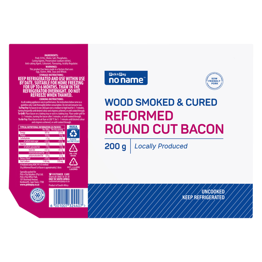 No Name Round Cut Bacon 200g | PnP