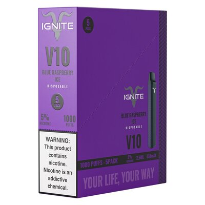 Ignite Blue Raspberry Ice V10 5% Disposable Vape 1000 Puffs | PnP