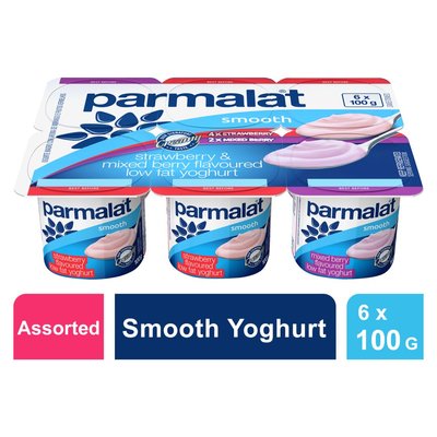 Parmalat Smooth Low Fat Strawberry & Mixed Berry Yoghurt 6 x 100g | PnP