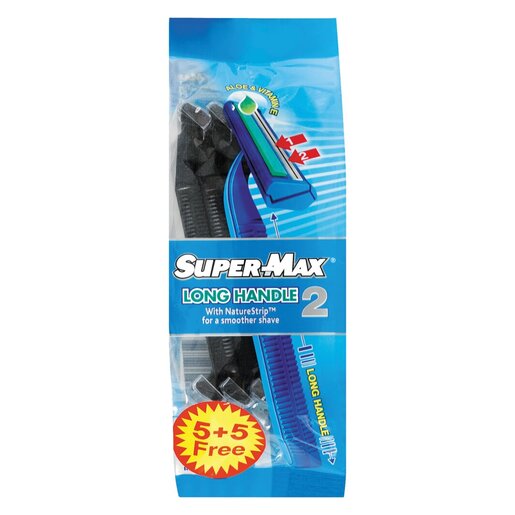 Super-Max Twin Long Handle Disposable Razors 10ea | PnP