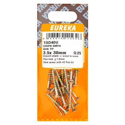 Eureka Chipboard Smooth Shank Yp 3.5 x 30mm 25 Pack | Smart Price ...