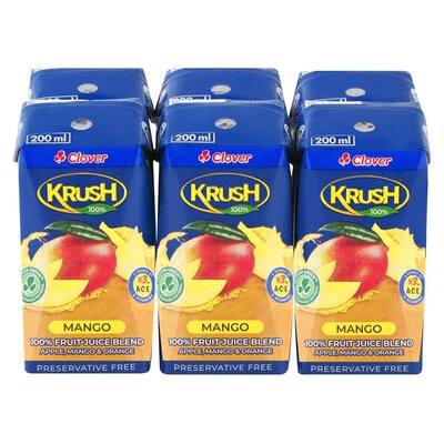Clover Krush Uht Fruit Juice 100% Mango 200ml x 6 | PnP