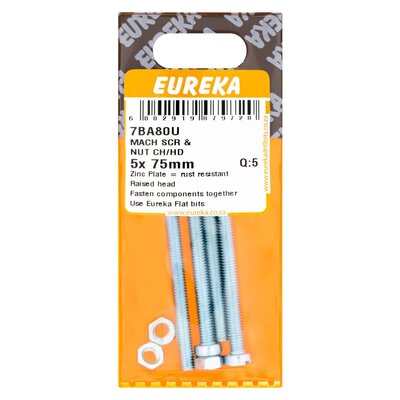 Eureka Machine Screw & Nut Cheesehead 5 x 75mm 5 Pack | Smart Price ...