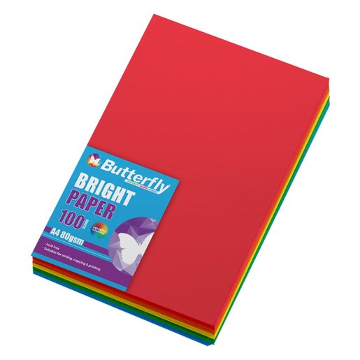 Butterfly A4 Mixed Bright Paper 100 Sheets | PnP