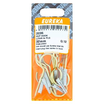 Eureka Cup Hook Long Thread & Plug 32mm 12 Pack | Smart Price Specials ...