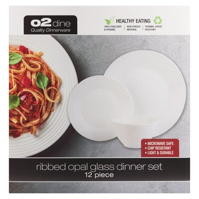 O2 Ribbed Opal Dinner Set 12 Pack | PnP
