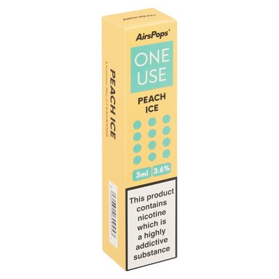 Airspops One Use Peach Ice 3.6% Nicotine Salt Disposable Vape 3ml | PnP