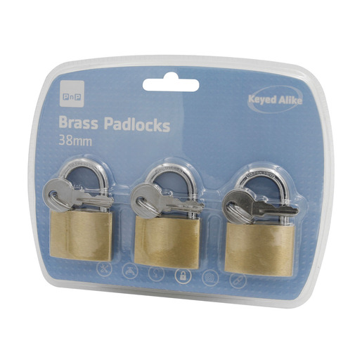 PnP 3pcs 38mm Brass Padlock 2 Keys | PnP
