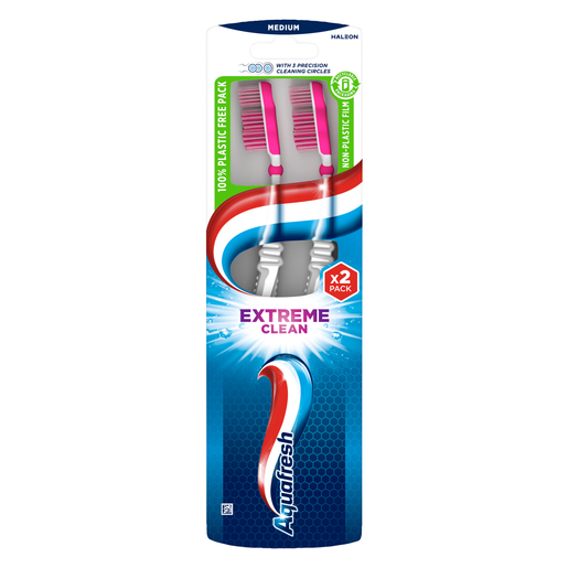 Aquafreah Extreme Clean Medium Toothbrush 2 Pack | PnP