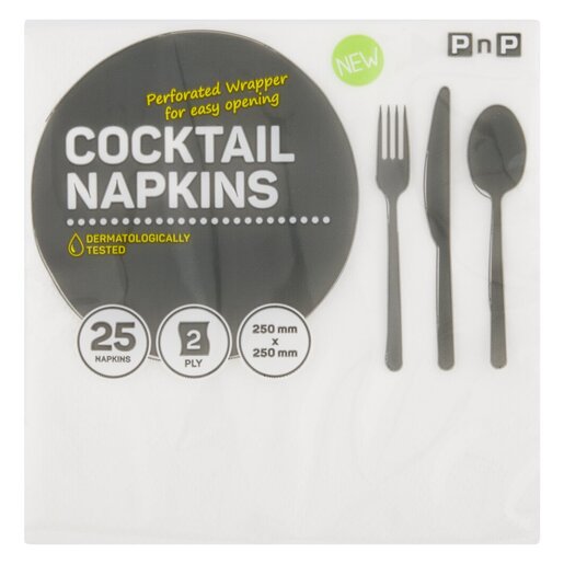 PnP Cocktail White Napkin 25 Pack | PnP