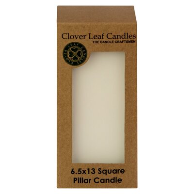 Clover Leaf White Square Candle 6 x 6 x 13cm | PnP