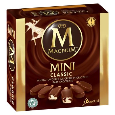 Magnum Mini Classic Ice Cream in Dark Chocolate Multi-Pack 6 x 60ml | PnP