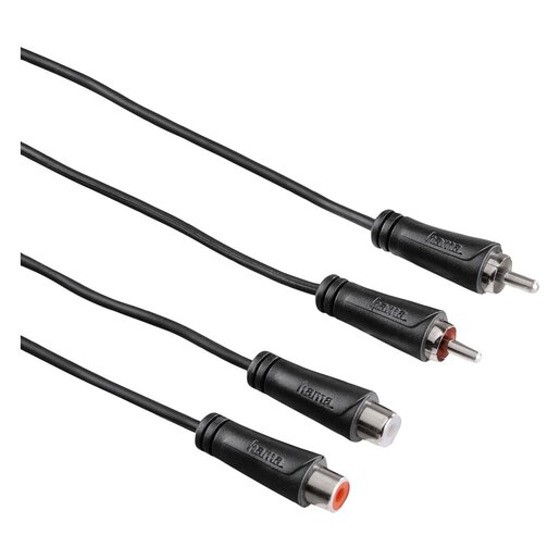 Hama 2 RCA Plugs - 2 RCA Sockets Audio Extension Cable 3.0m | PnP