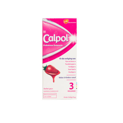 6001076381080 UPC Calpol Paediatric Suspension Strawberry Flavour 100ML X 4
