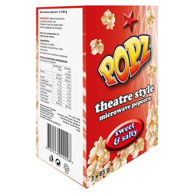 Popz! Sweet & Salty Flavoured Microwave Popcorn 3 x 85g | PnP