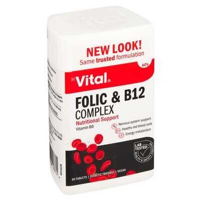 Vital Folic Acid & B12 Complex 60 Tablets | PnP