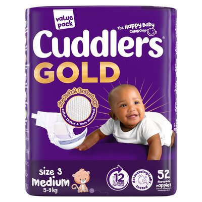 Cuddlers Gold Size 4+ Large Jumbo Pack Disposable Nappies 56 Pack | PnP