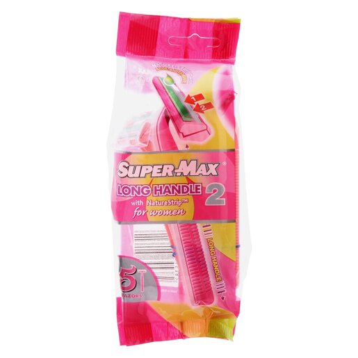 Super-Max Ladies Long Handle Disposable Razors 5ea | PnP