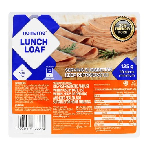 No Name Lunch Loaf 125g | PnP