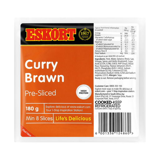 Eskort Sliced Curry Brawn 180g | PnP