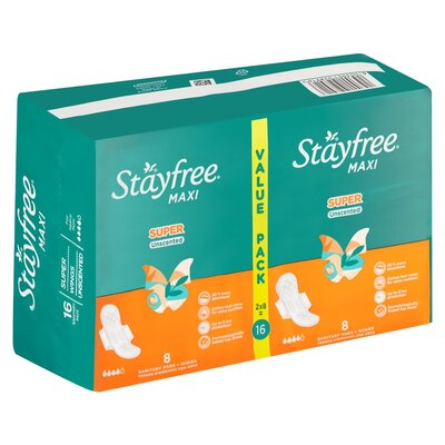 Stayfree Pads Maxi Thick Super Unscented 16 Pack | PnP