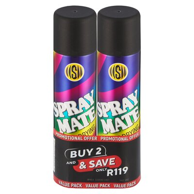 Spraymate Matte Black Spray Paint 2 Pack 250ml | PnP