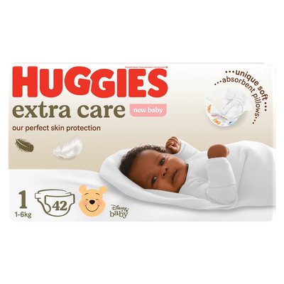 Huggies Extra Care Size 1 New Baby Up To 6kg Value Pack - 42 Nappies ...