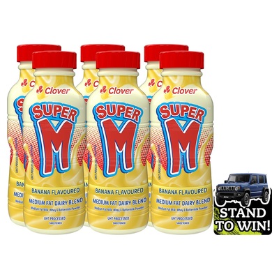 Clover Super M Medium Fat Strawberry Milk 6 x 300ml | PnP