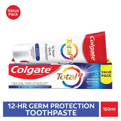 Colgate Total 12 Advanced Whitening, Multibenefit Toothpaste 150ml | PnP