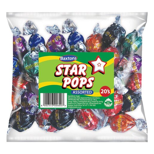 Baxtons Star Pops Lollies Assorted Flavours 20 Pack | PnP