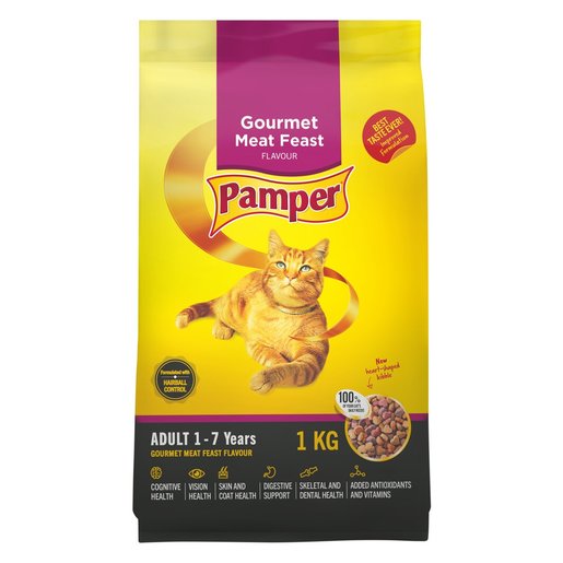 Pamper Gourmet Meat Feast Adult Dry Cat Cat Food 1kg | PnP