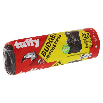 Tuffy Budget Black Refuse Bags 750mm x 950mm 20 Pack | PnP