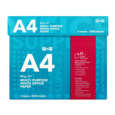 PnP A4 Multi Purpose White Office Paper 500 Sheets x 5 Pack | PnP
